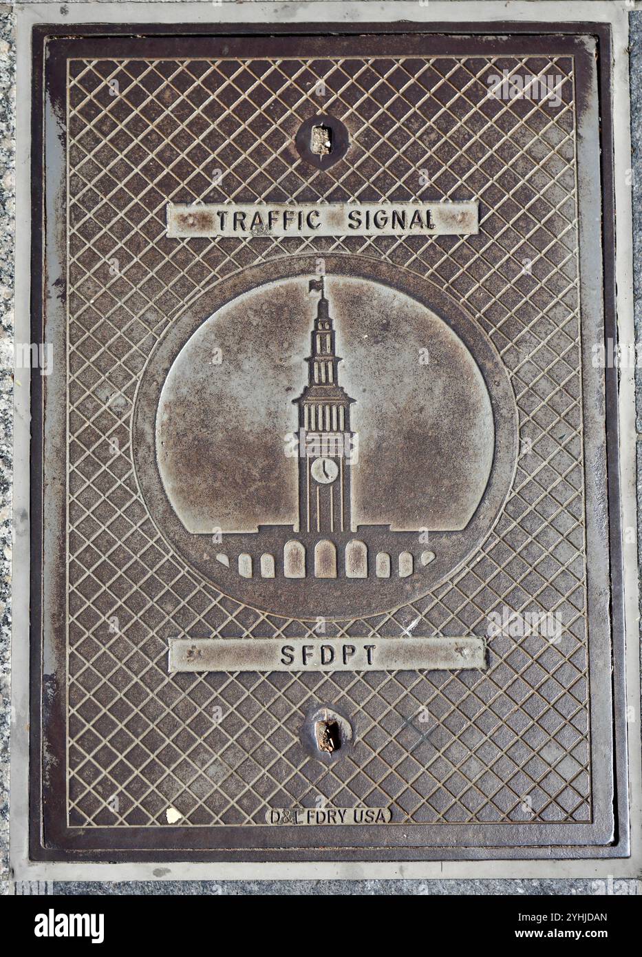 Metal traffic signal manhole cover with image of The San Francisco ...