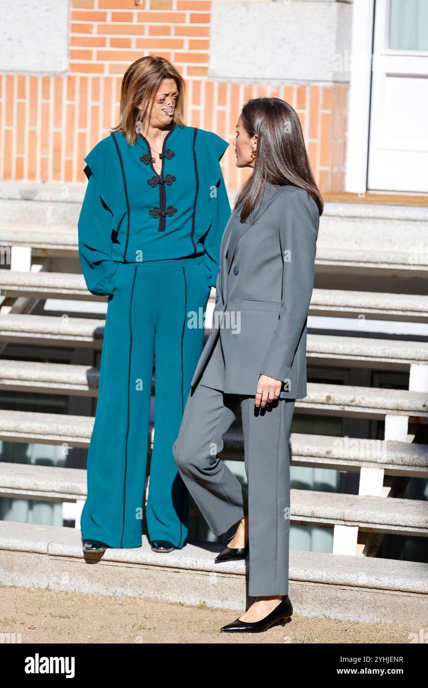 Fide Mirón, president of the AEP, and Queen Letizia during the audience ...