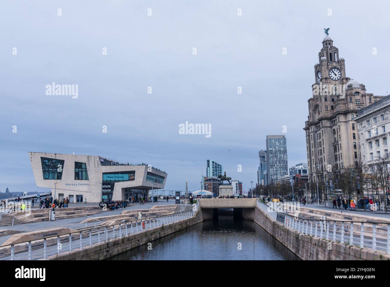 The Mersey Ferry terminal and the Royal Liver Building on the historic ...