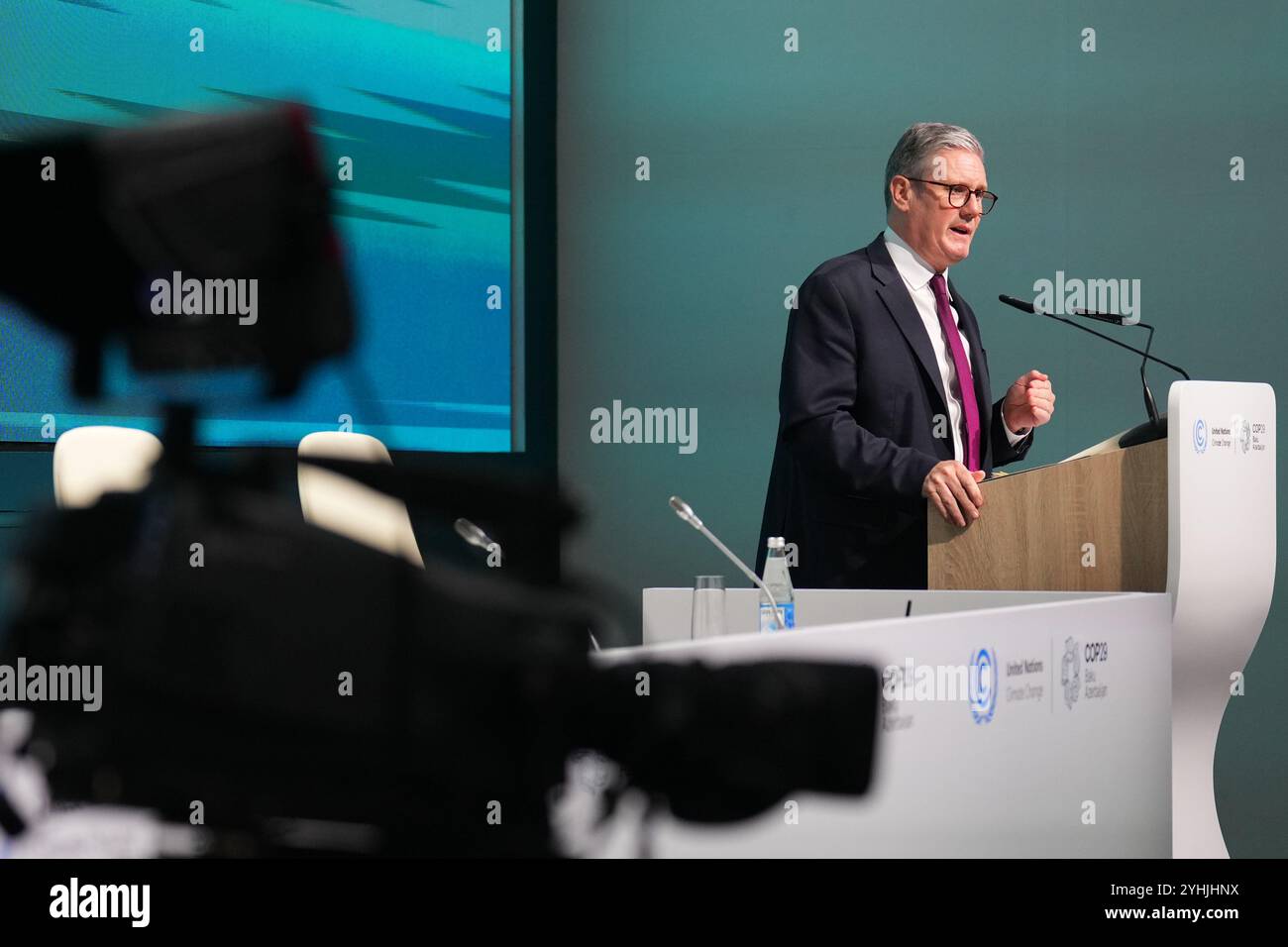 Prime Minister Sir Keir Starmer speaks on day two of the Cop29 climate ...