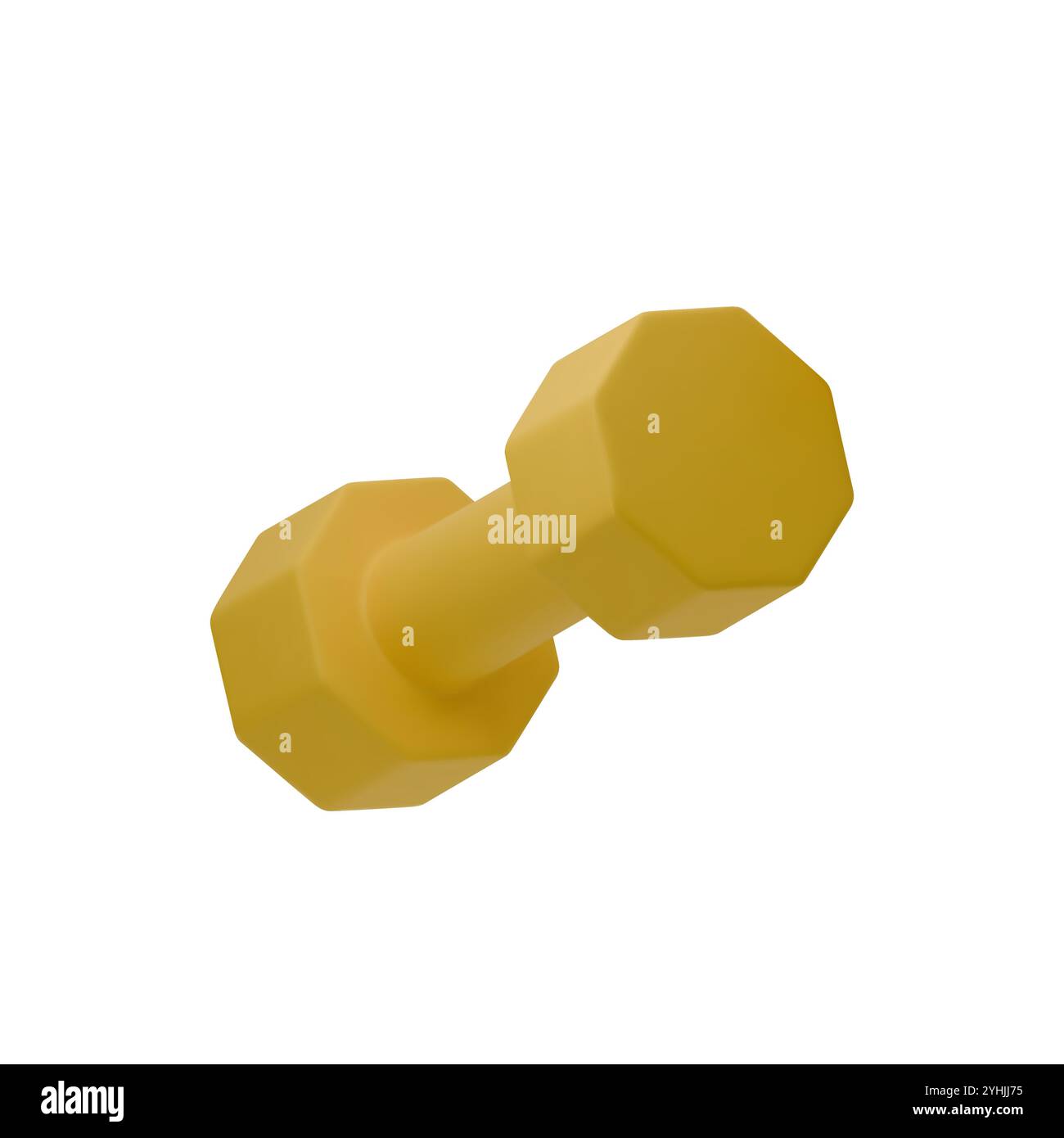 Vector 3D illustration of yellow hexagonal dumbbell, representing ...