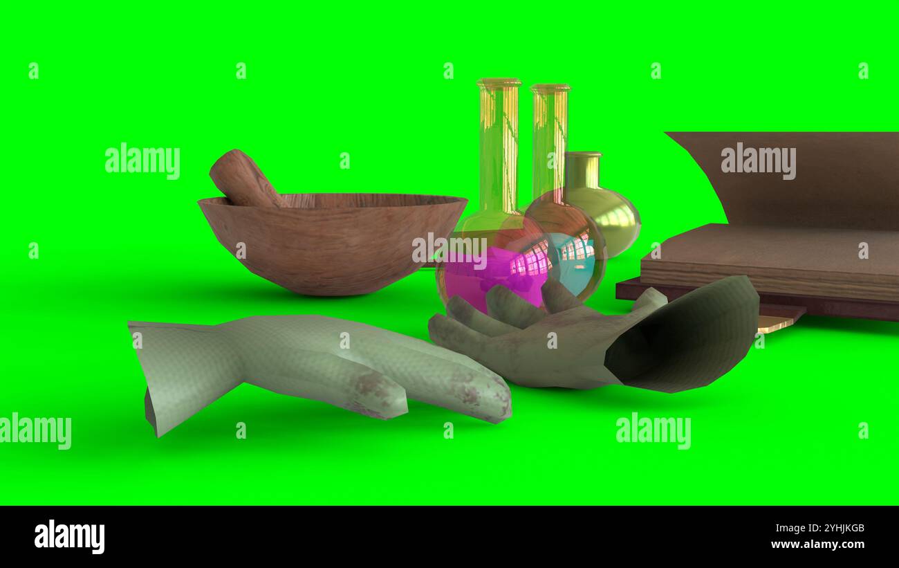 herb lab with green background Stock Photo - Alamy