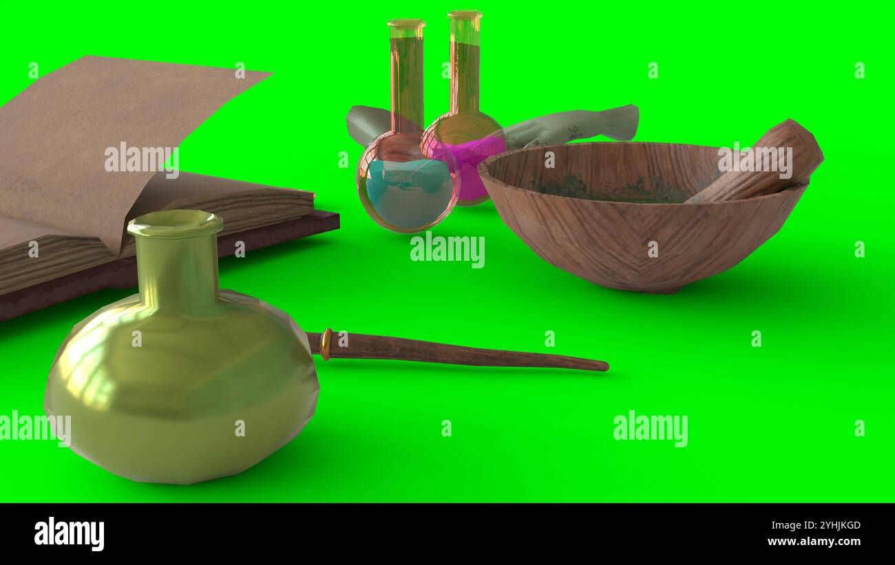 herb lab with green background Stock Photo - Alamy