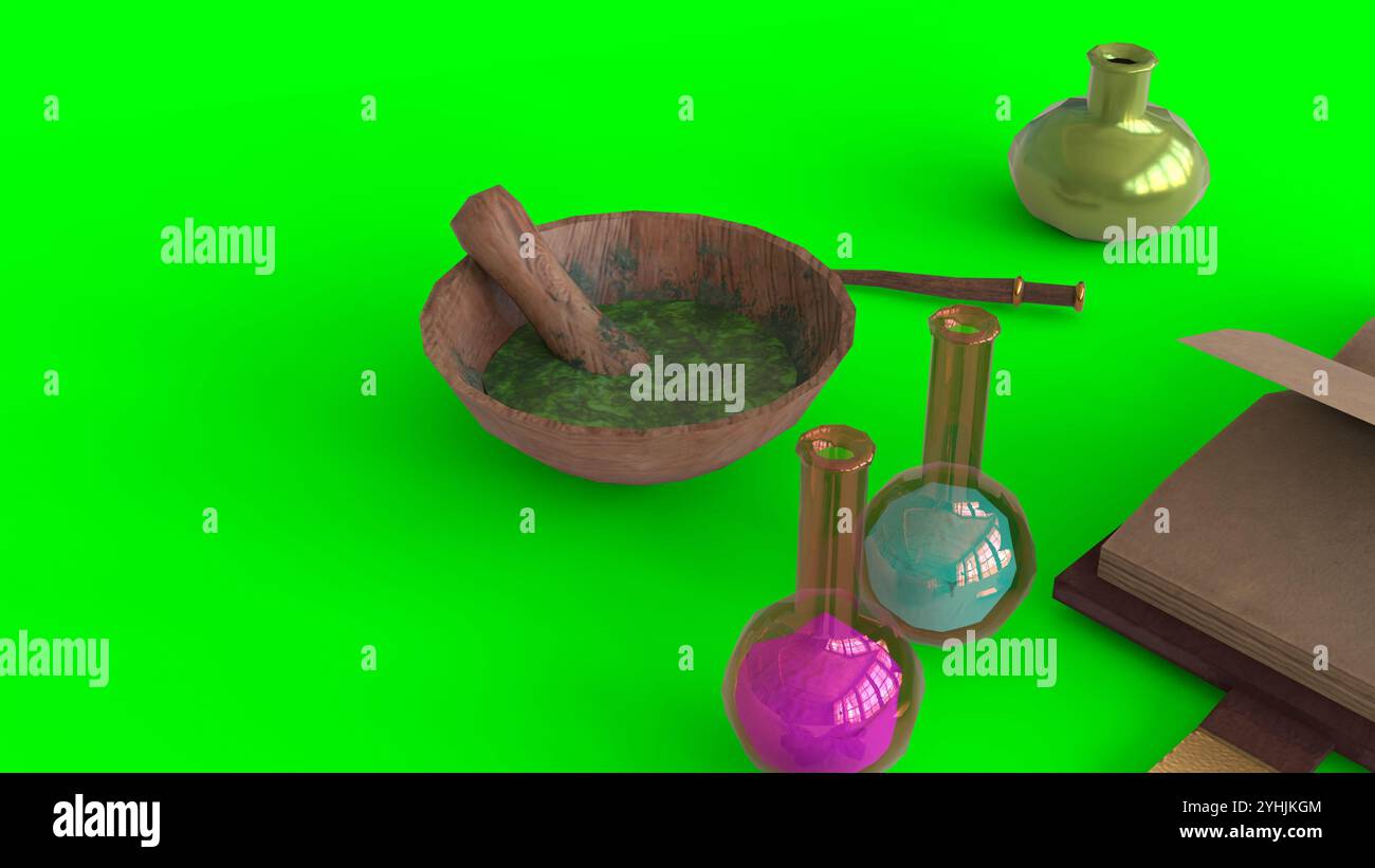 herb lab with green background Stock Photo - Alamy