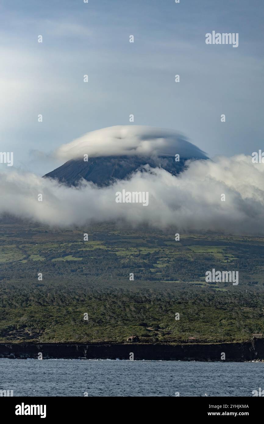 Majestic Pico Volcano slopes view at Pico island Azores Portugal Stock ...