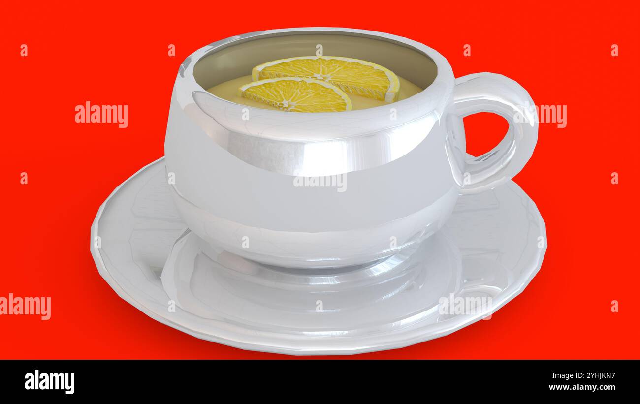 lemon tea cup with red background Stock Photo - Alamy