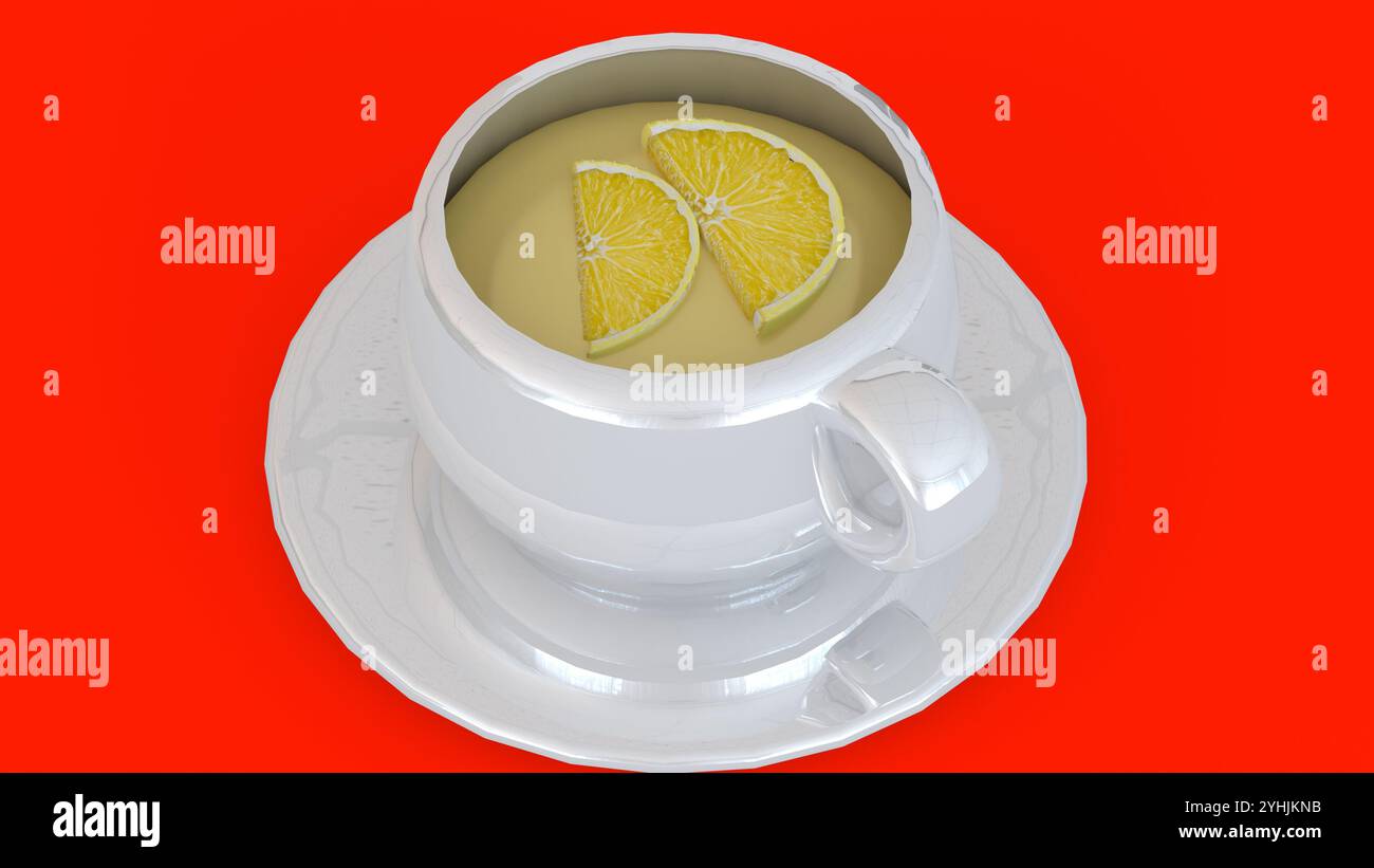 lemon tea cup with red background Stock Photo - Alamy