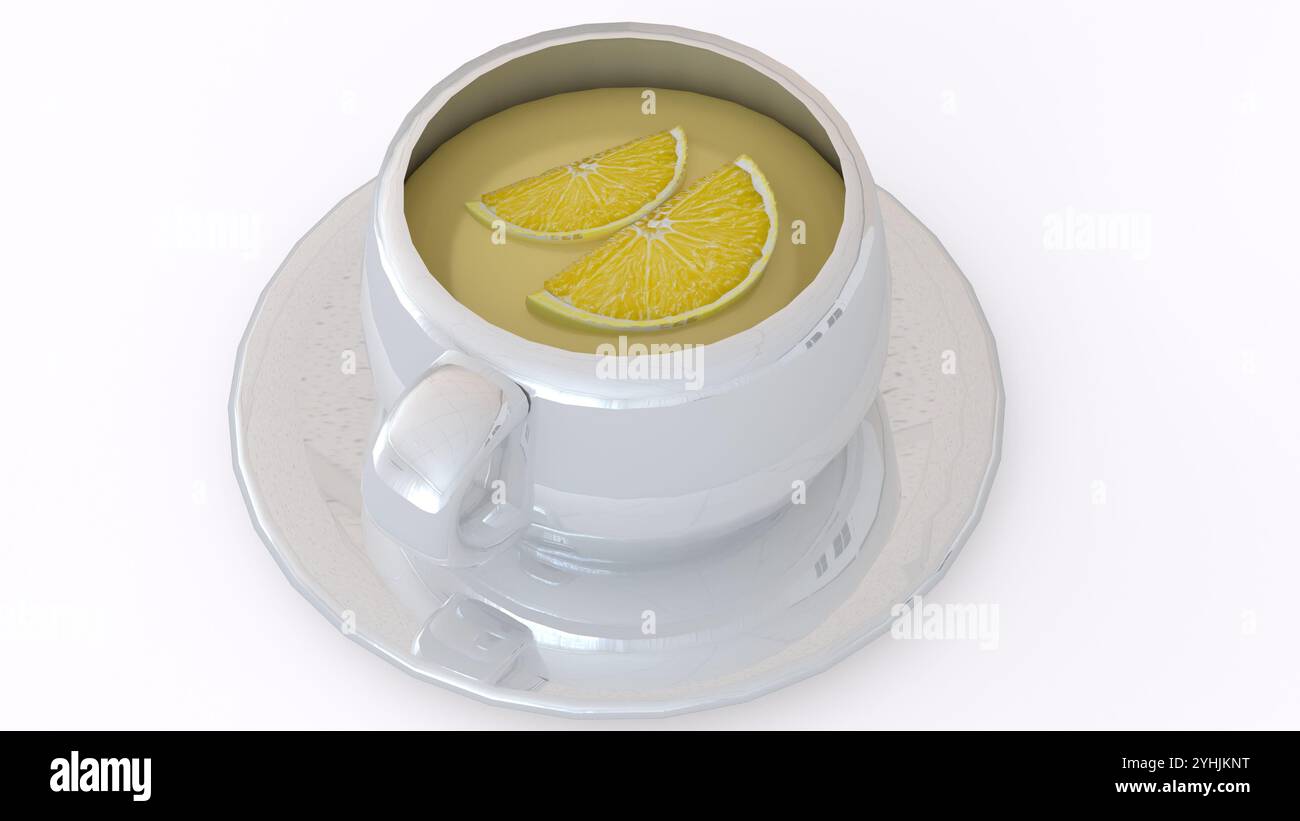 lemon tea cup with white background Stock Photo - Alamy