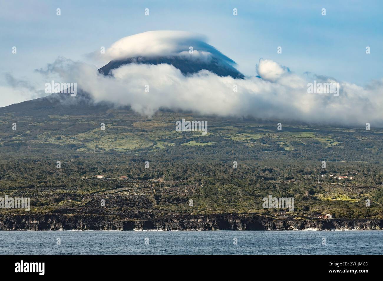 Majestic Pico Volcano slopes view at Pico island Azores Portugal Stock ...
