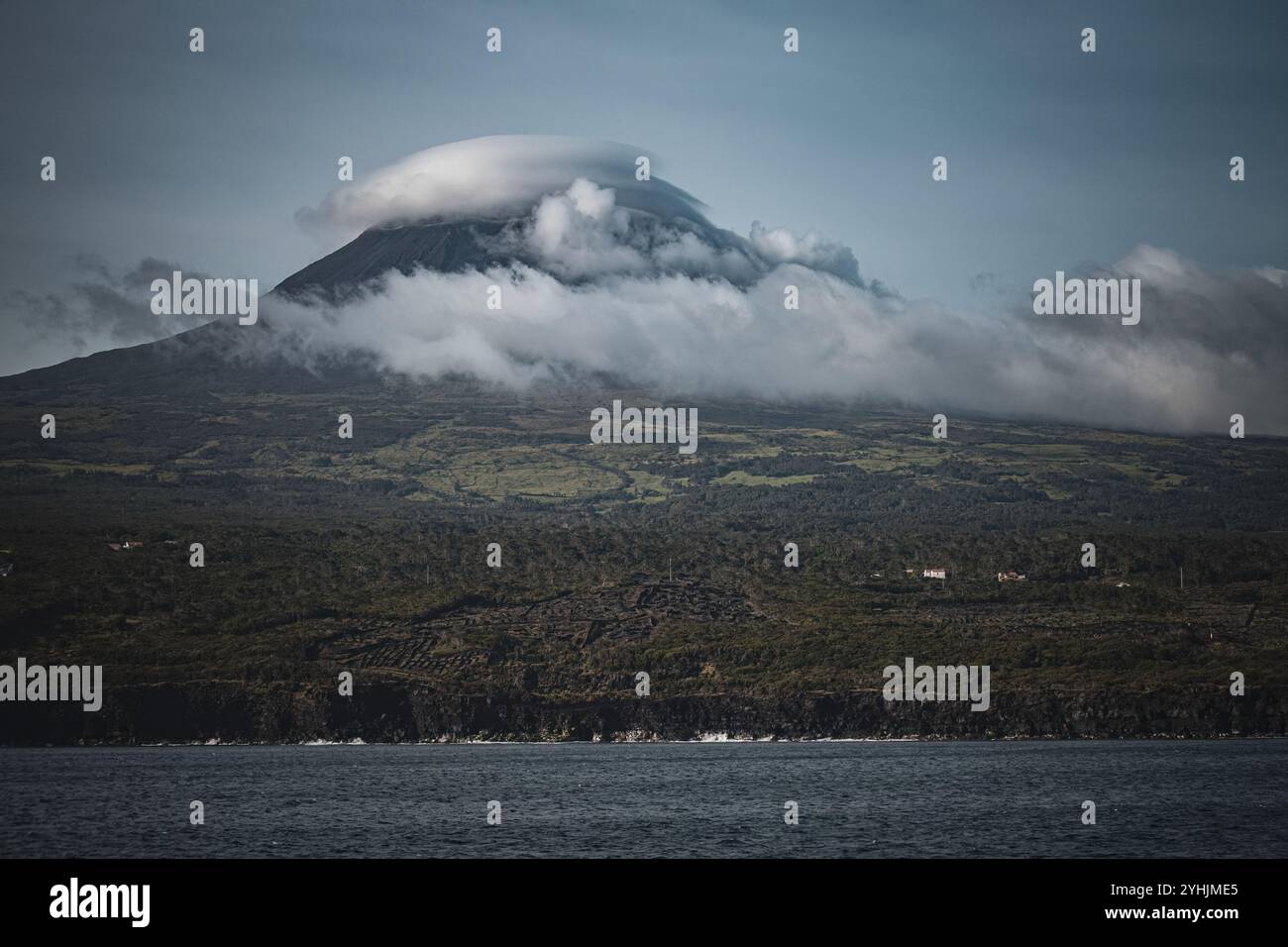 Majestic Pico Volcano slopes view at Pico island Azores Portugal Stock ...