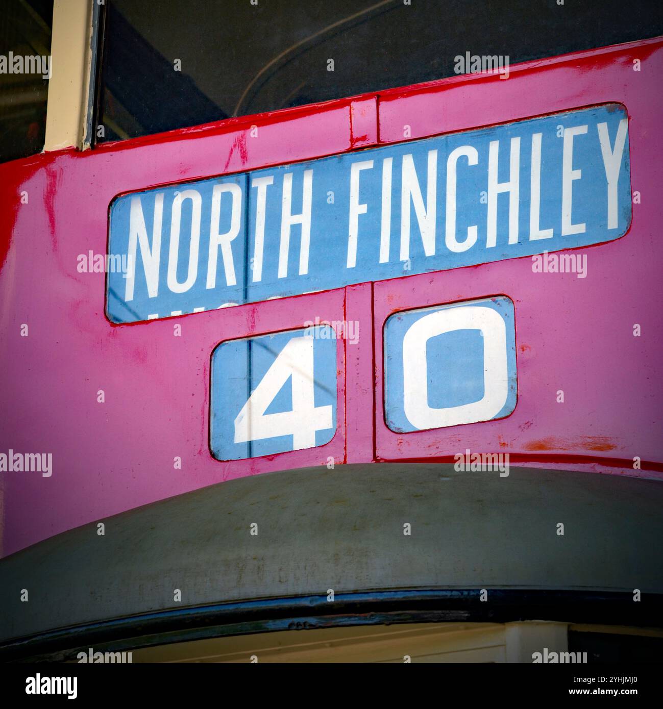 destination sign on front of old london bus, london, england Stock ...
