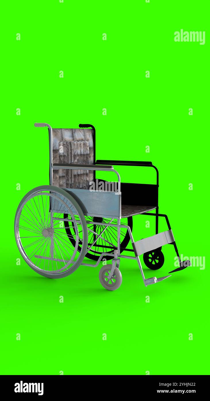 wheel chair with green background Stock Photo - Alamy