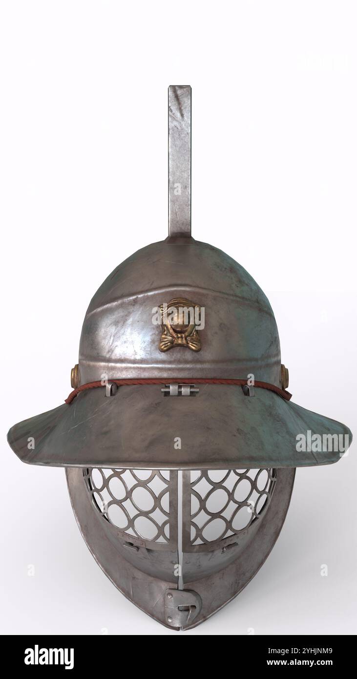 murmillo gladiator helmet with white background Stock Photo - Alamy