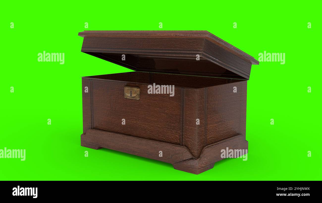 open treasure Box with green background Stock Photo - Alamy