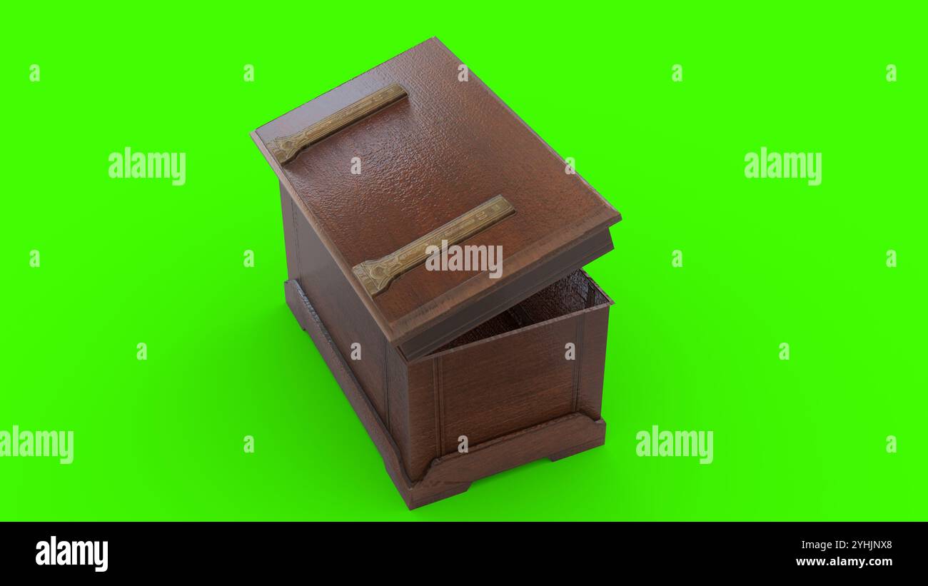 open treasure Box with green background Stock Photo - Alamy