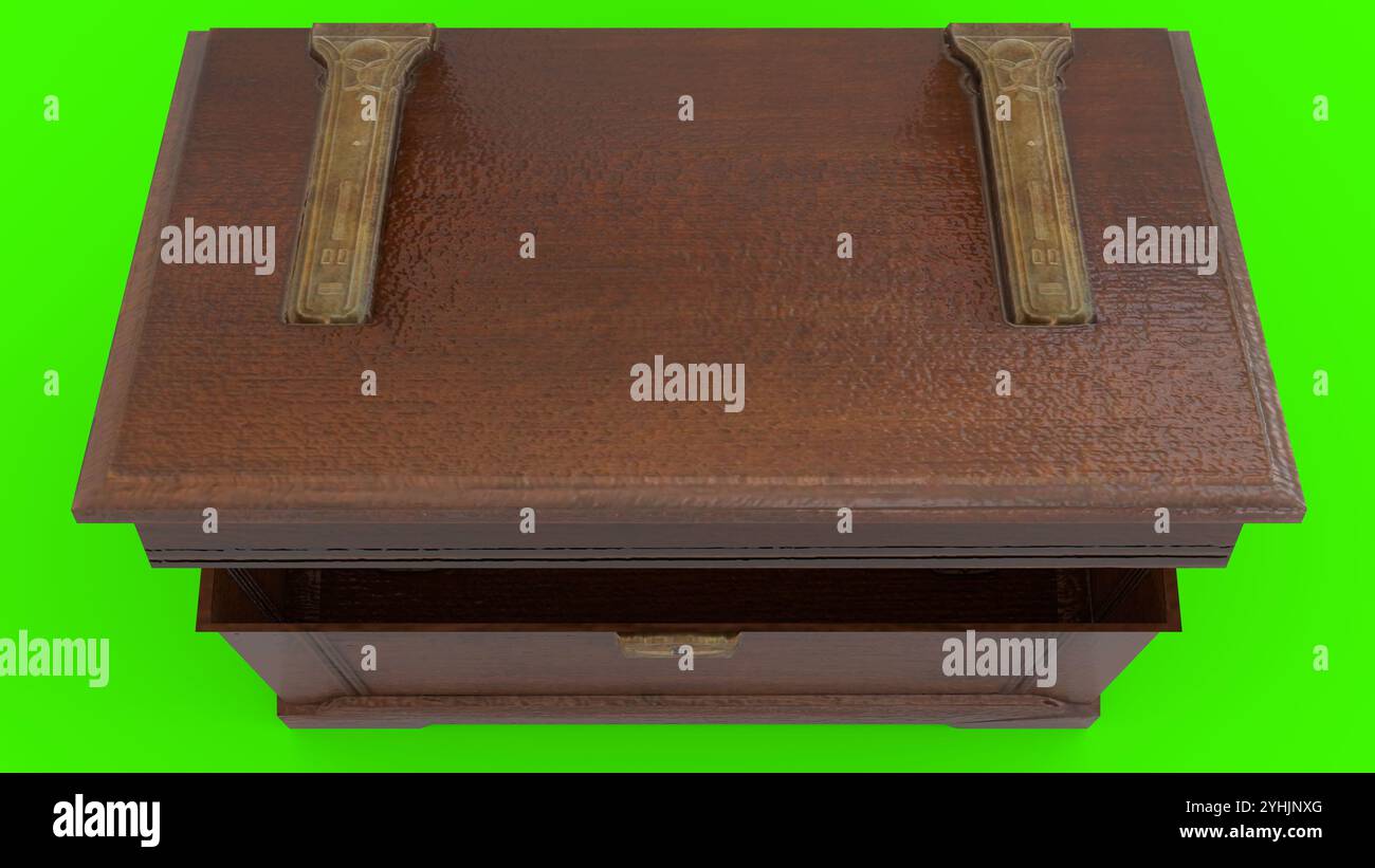 open treasure Box with green background Stock Photo - Alamy