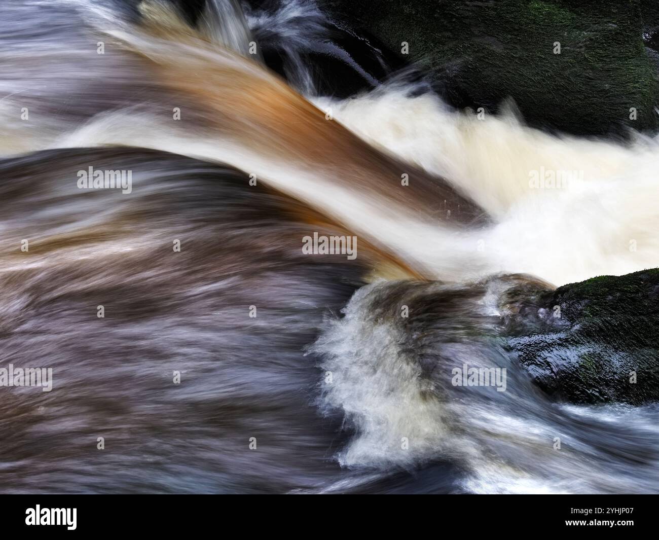 Abstract moving water patterns in The Strid on the River Wharfe in ...