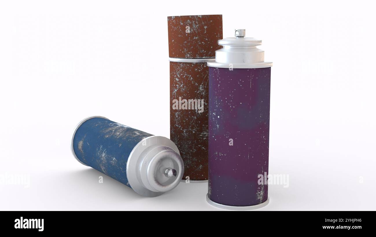 color spray can with white background Stock Photo - Alamy
