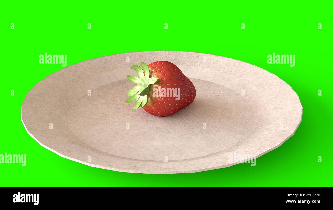 strawberry in plate with green background Stock Photo - Alamy
