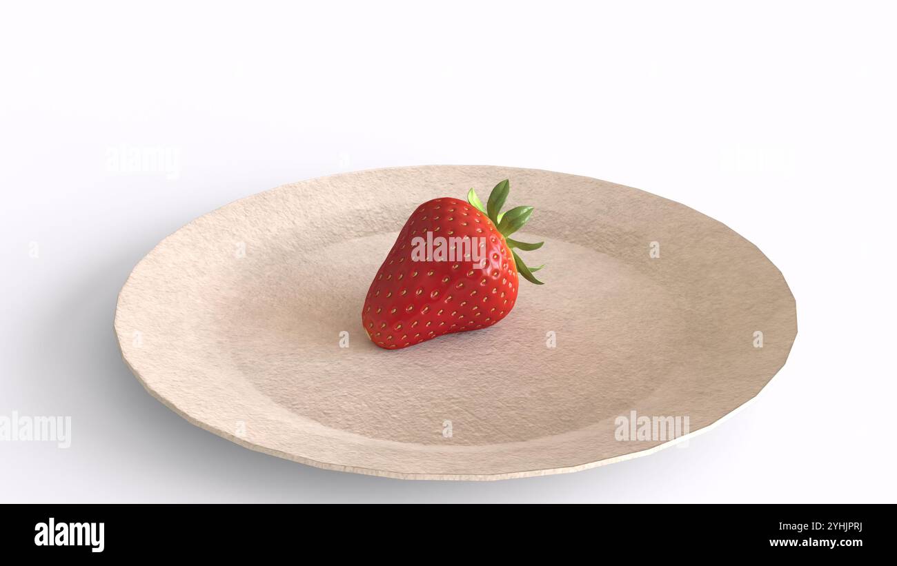 strawberry in plate with white background Stock Photo - Alamy