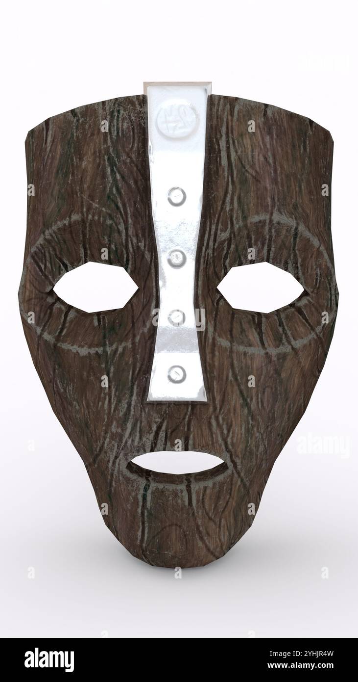the wooden mask with white background Stock Photo - Alamy
