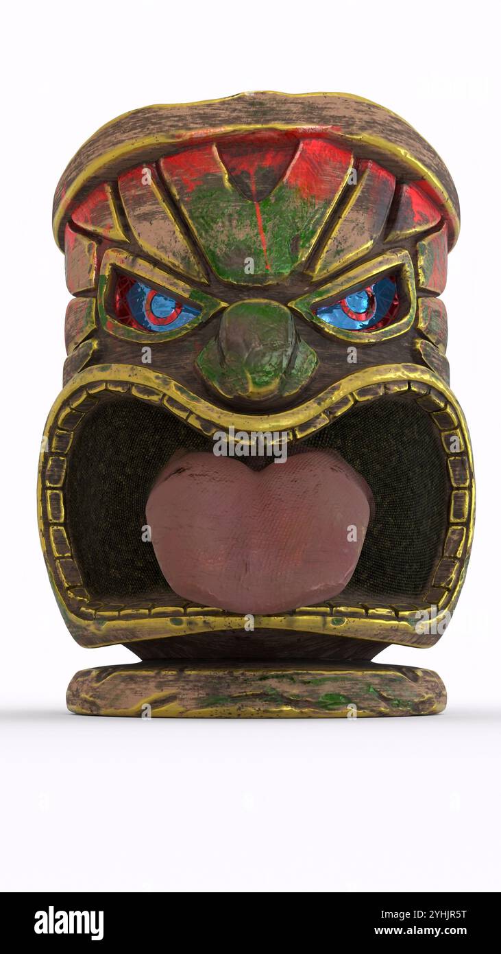Tiki Mini Statue Totem with white background Stock Photo - Alamy