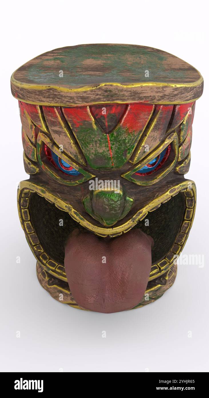 Tiki Mini Statue Totem with white background Stock Photo - Alamy