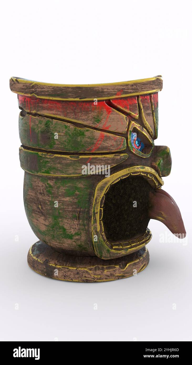 Tiki Mini Statue Totem with white background Stock Photo - Alamy