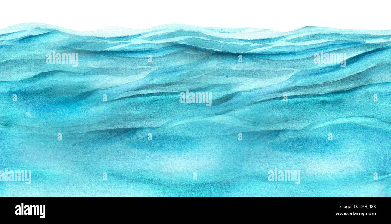 Seamless border with blue water. Waves background. Fishing clipart ...