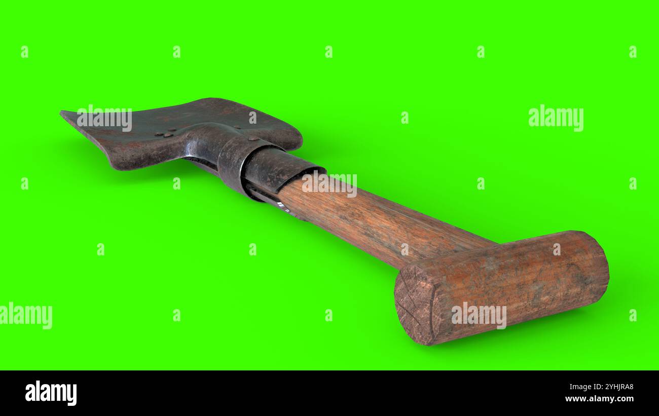 trench shovel with green background Stock Photo - Alamy