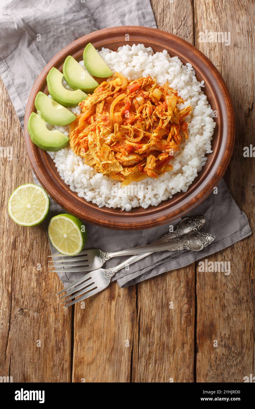 Mexican shredded chicken Tinga cooked with onion, garlic and tomatoes ...