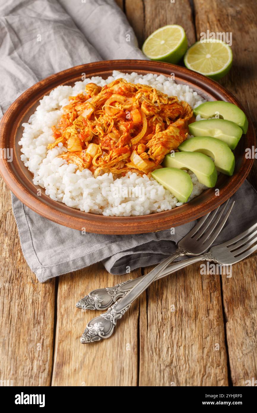 Mexican shredded chicken Tinga cooked with onion, garlic and tomatoes ...