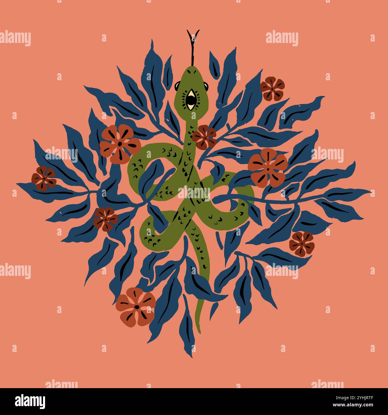 Poster with mystic floral snake with third eye Stock Vector Image & Art ...