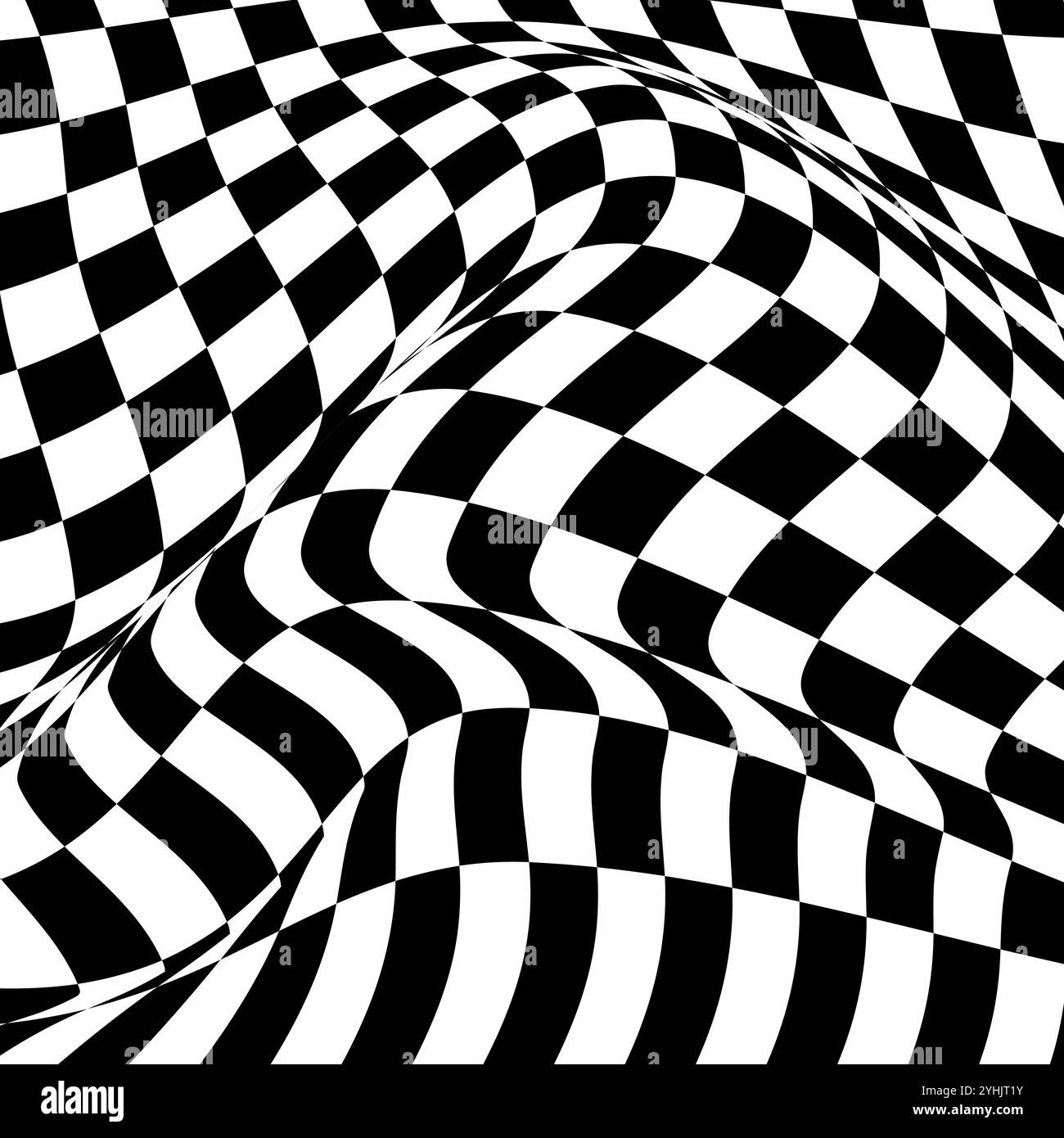 Wavy checkerboard background visual illusion distortion. Chess board ...