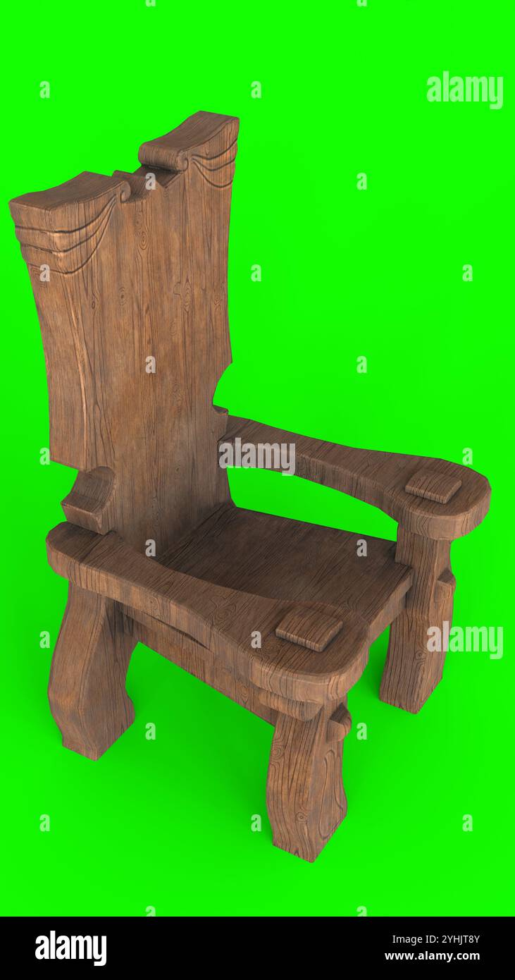 wooden throne with green background Stock Photo - Alamy