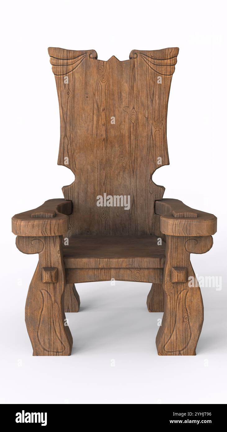 wooden throne with white background Stock Photo - Alamy