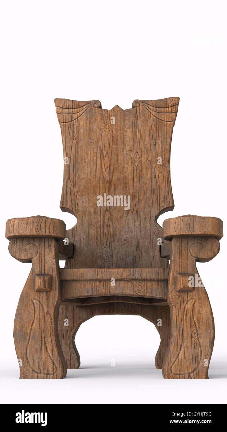 wooden throne with white background Stock Photo - Alamy