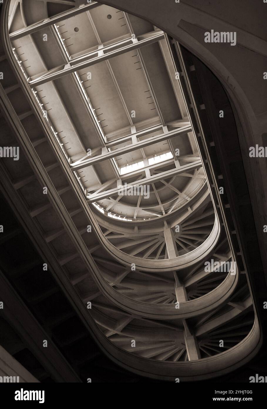 Turin, Piedmont, Italy -11-18-2022- The old factory car ramp leading to ...