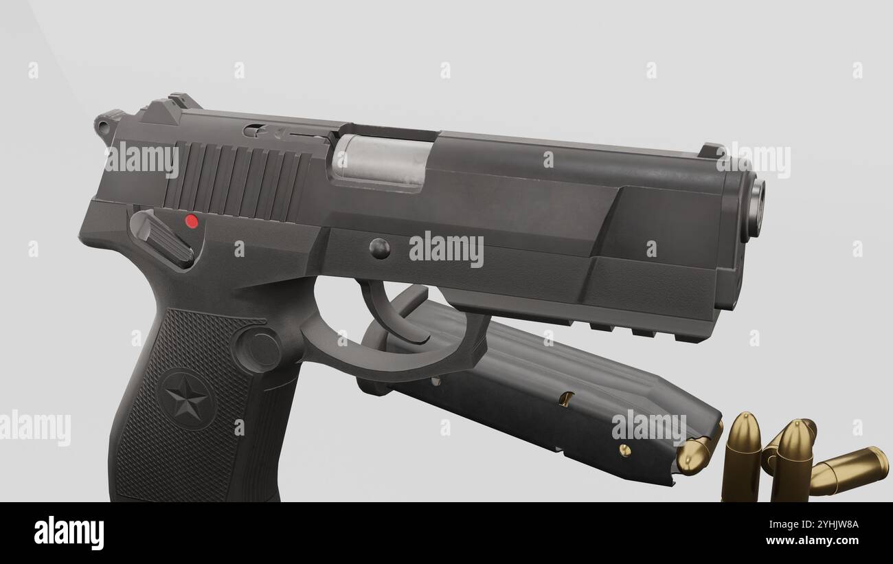 9 mm pistol gun with magazine Stock Photo - Alamy
