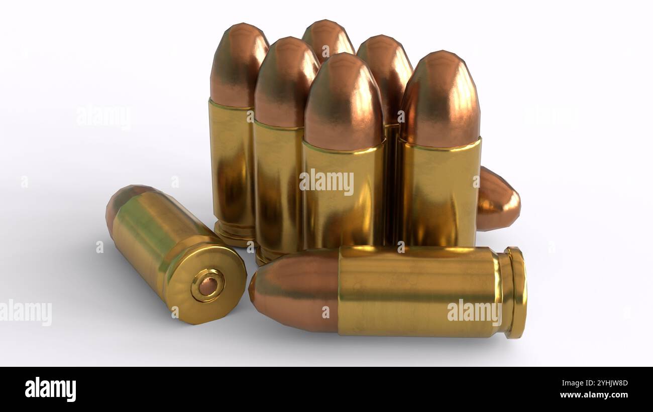 9mm caliber with white background Stock Photo - Alamy