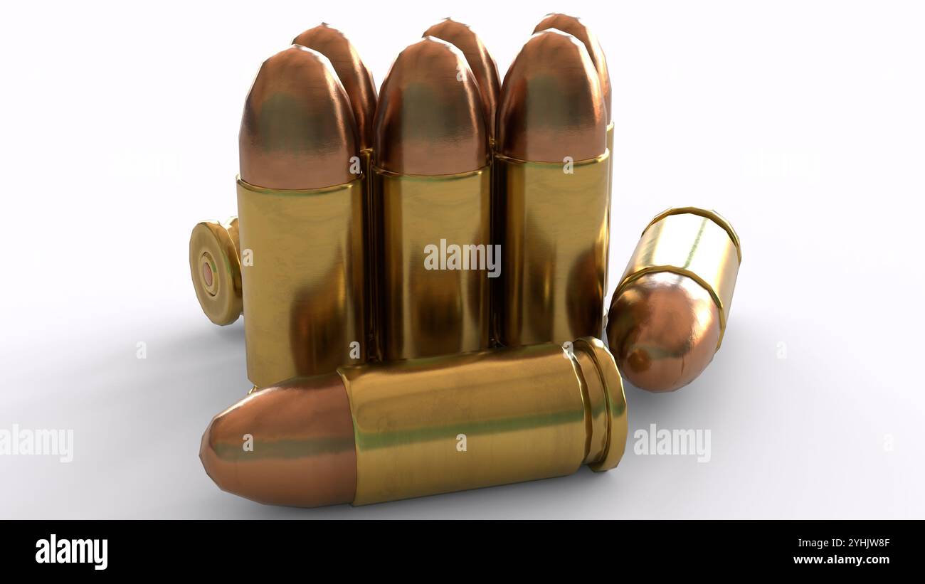9mm caliber with white background Stock Photo - Alamy