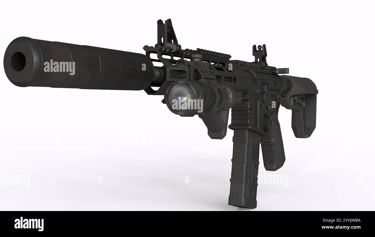 SLR Gun With Suppressor 4k photos Stock Photo - Alamy