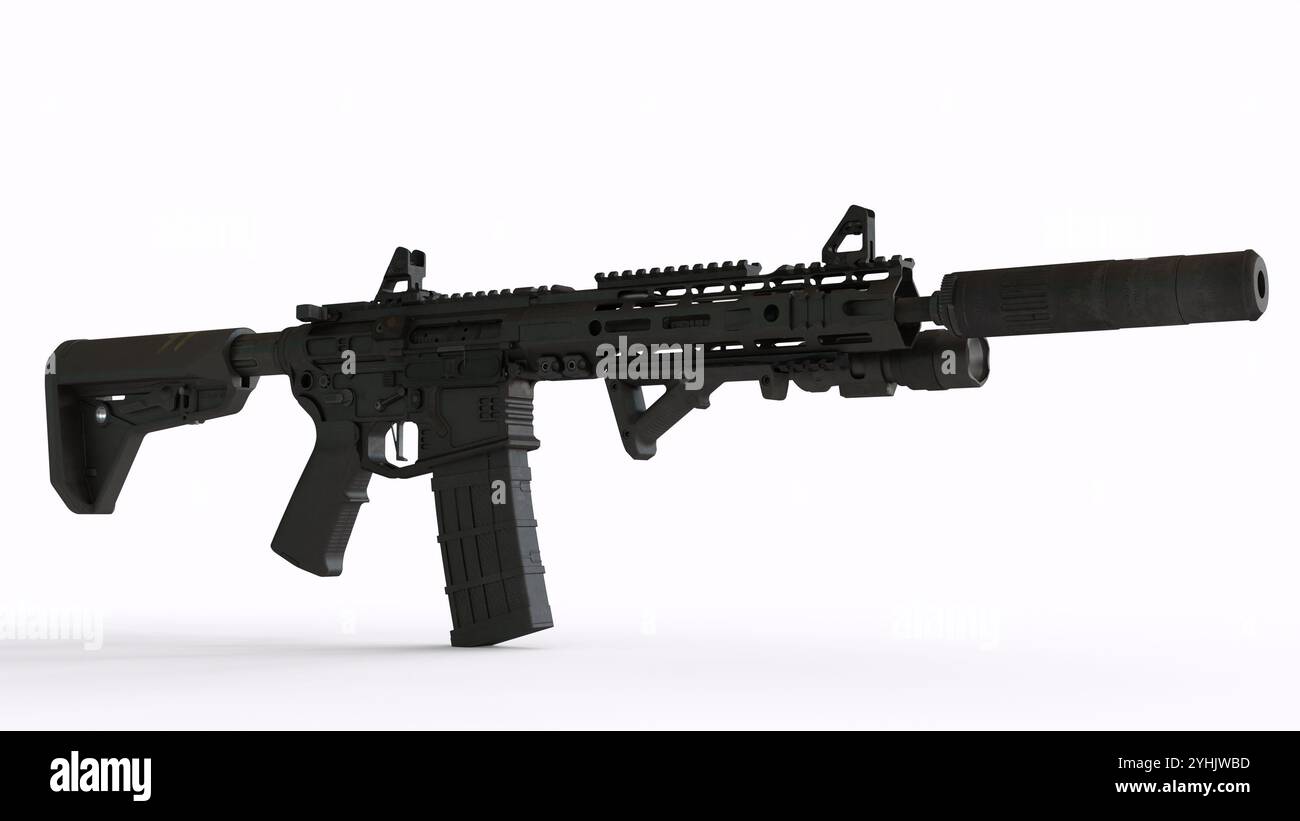 SLR Gun With Suppressor 4k photos Stock Photo - Alamy