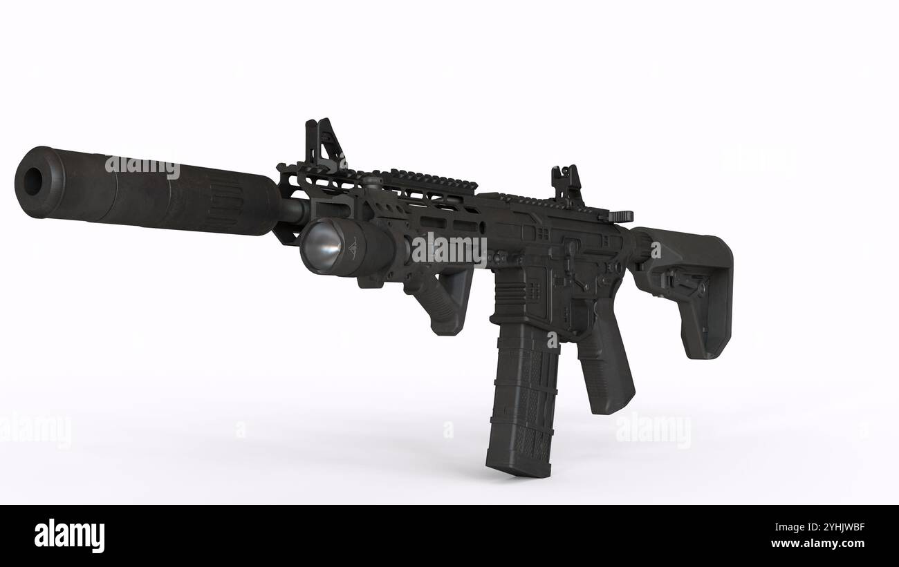 SLR Gun With Suppressor 4k photos Stock Photo - Alamy