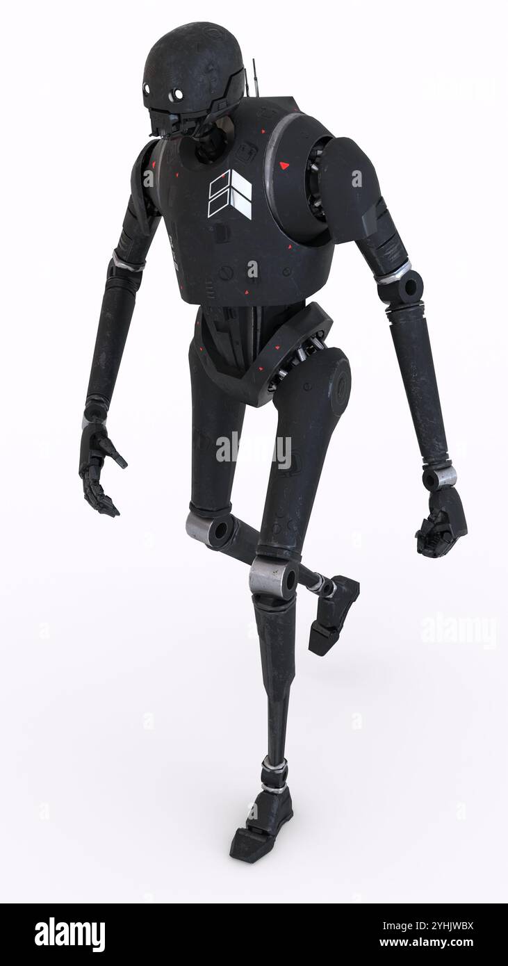 ai robot running with white background Stock Photo - Alamy