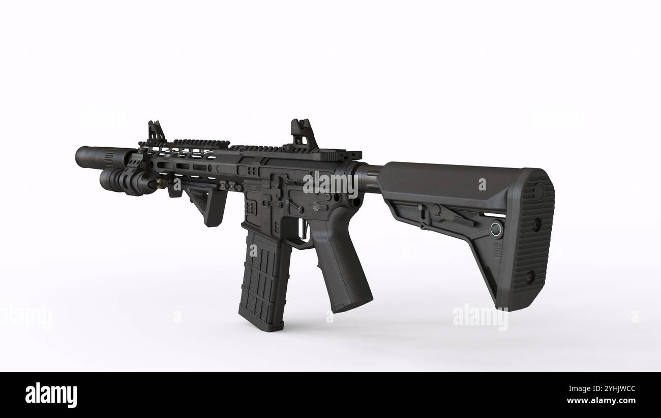 SLR Gun With Suppressor 4k photos Stock Photo - Alamy