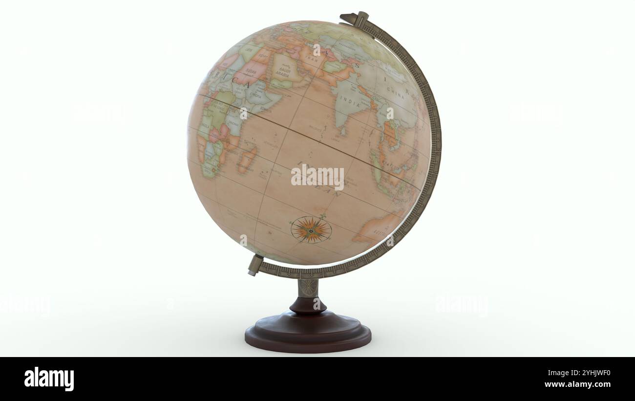 Antique Globe Map with white background Stock Photo - Alamy