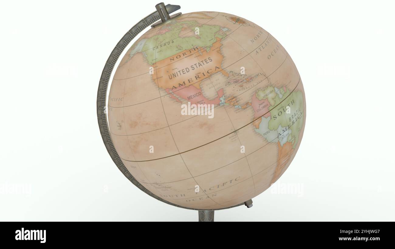 Antique Globe Map with white background Stock Photo - Alamy