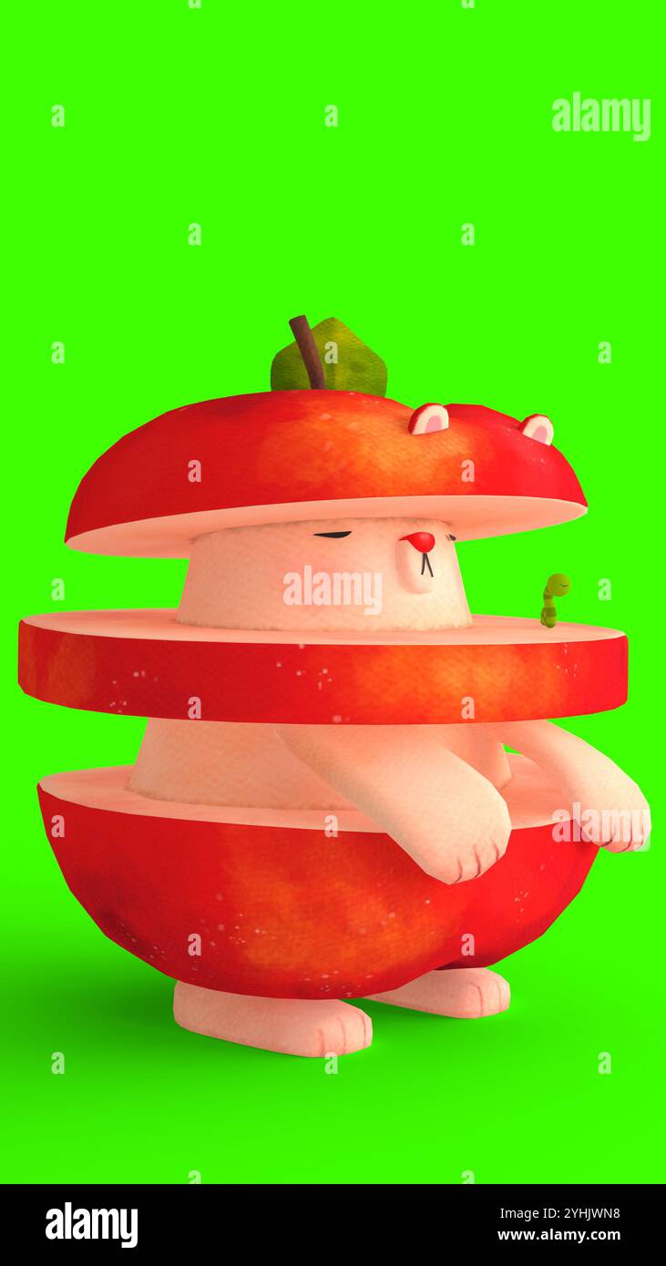 apple bear with green background Stock Photo - Alamy