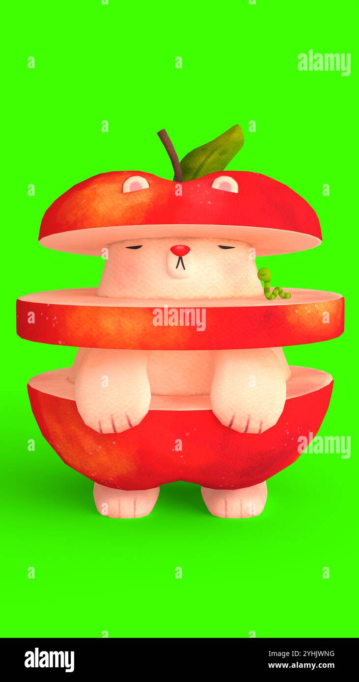 apple bear with green background Stock Photo - Alamy